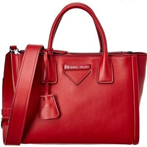Prada | Bags | Prada Concept Fuoco Red Leather Tote | Poshmark